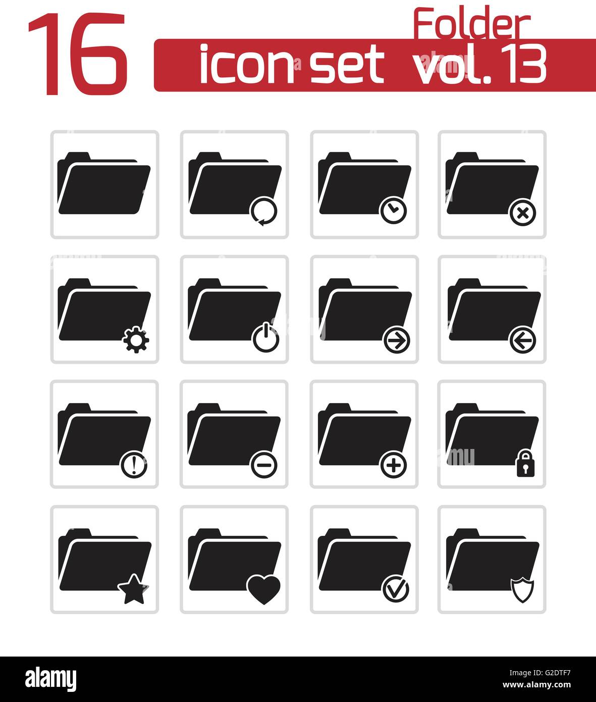 Vector black folder icon set on white background Stock Vector Image ...