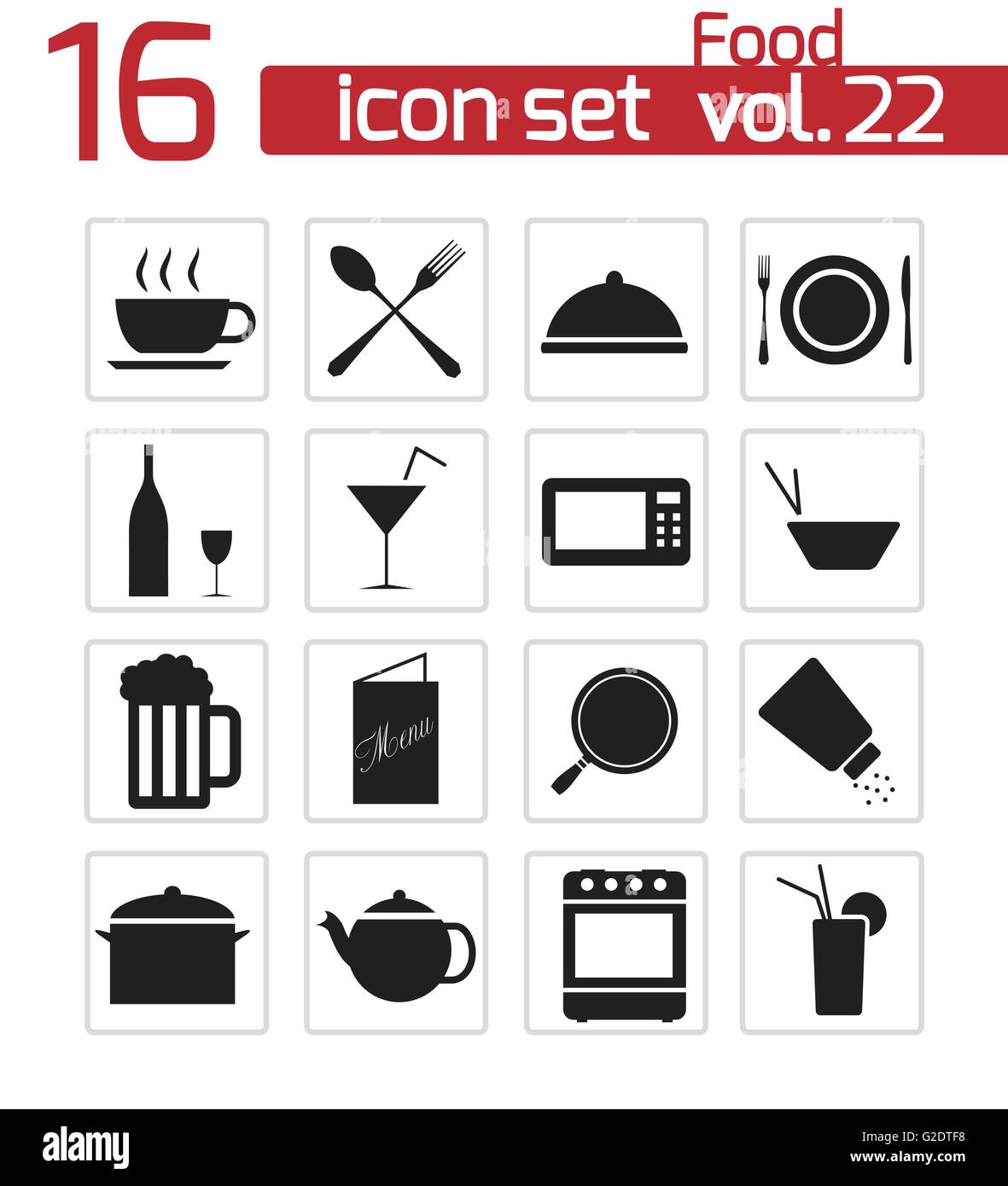 Vector black food icon set on white background Stock Vector Image & Art ...