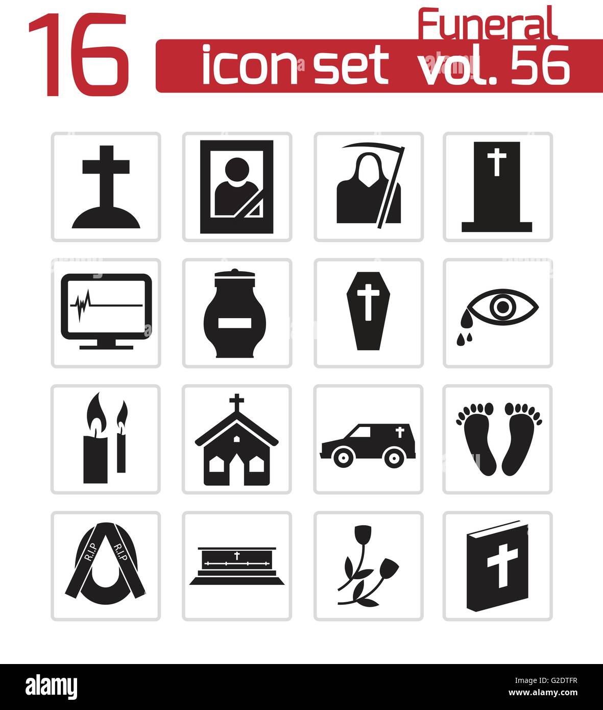 Vector black funeral icons set on white background Stock Vector Image ...