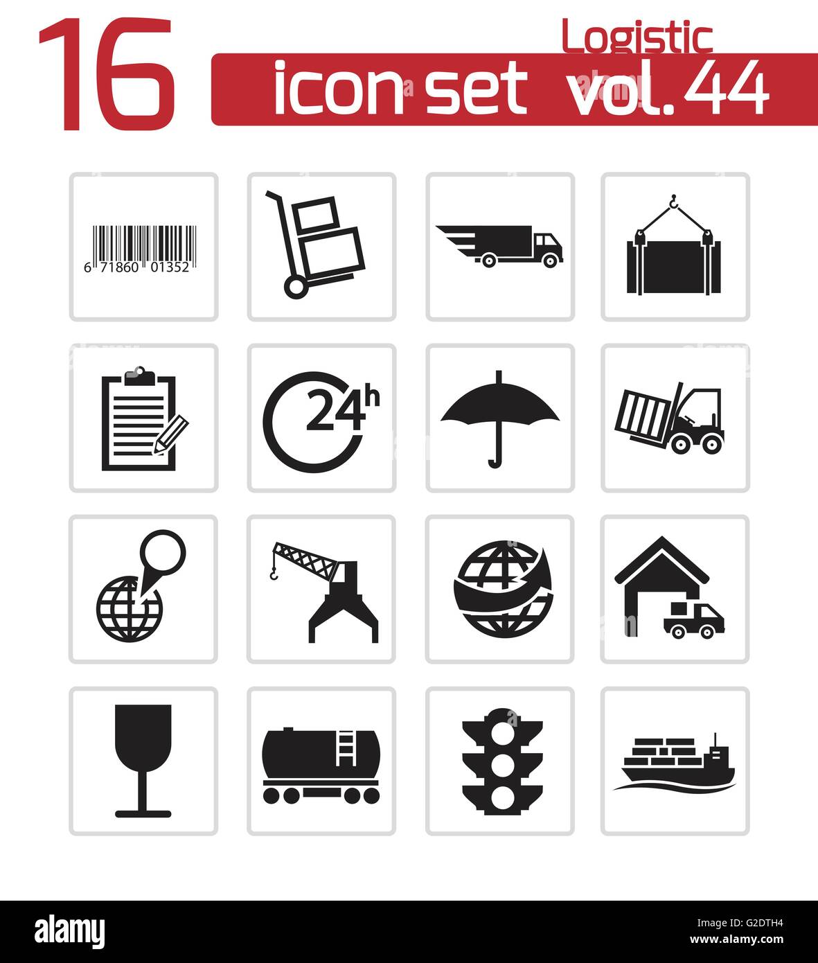 Vector black logistic icons set on white background Stock Vector Image ...