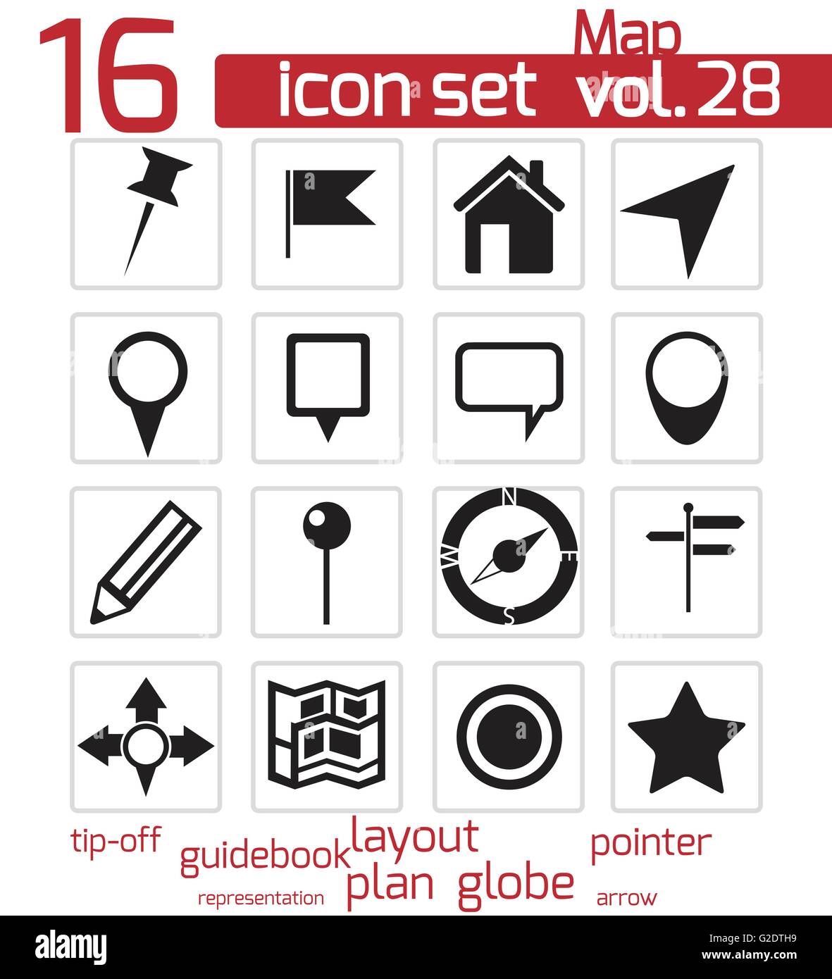 Vector black map icon set on white background Stock Vector Image & Art ...