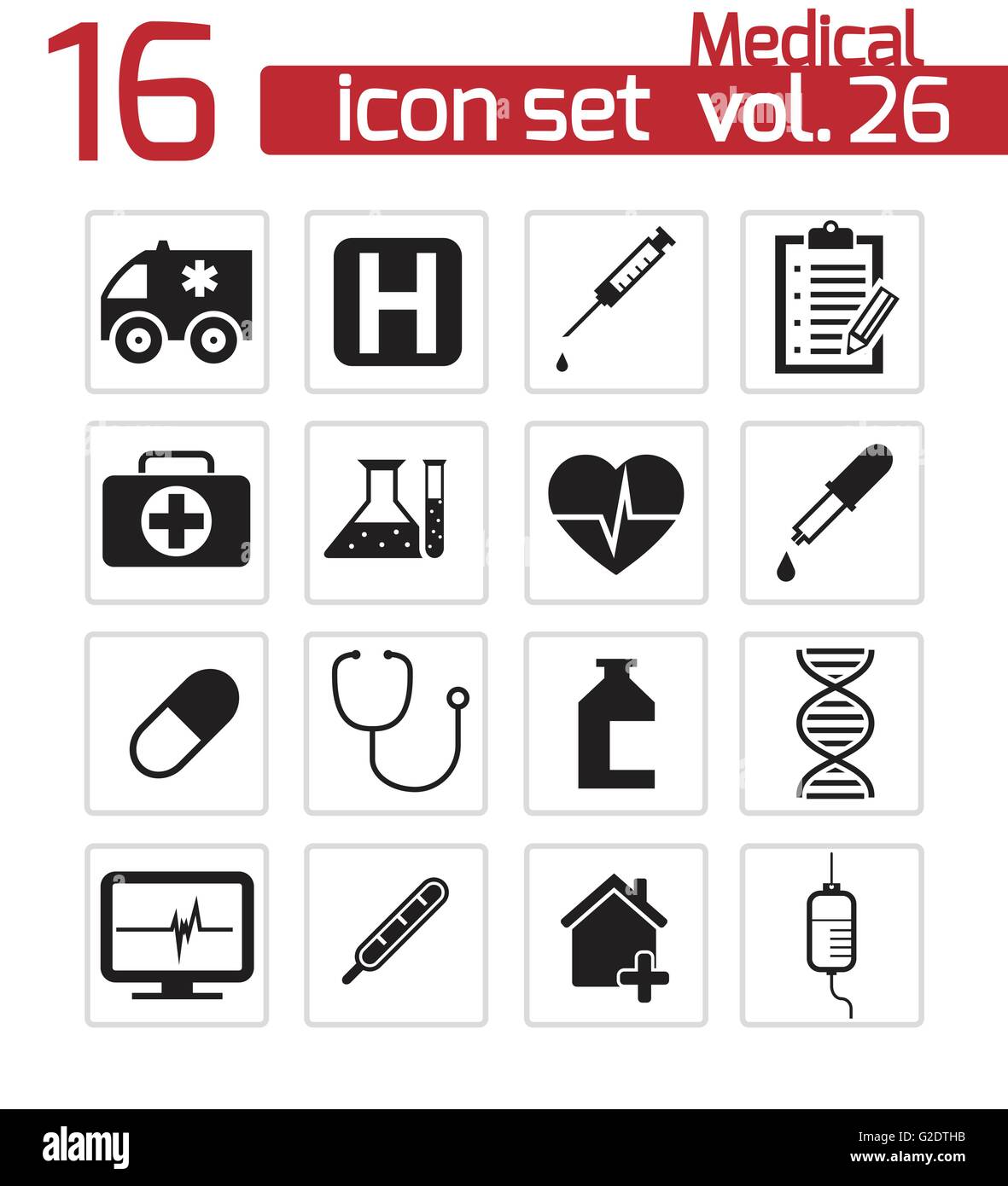 Vector black medical icon set on white background Stock Vector Image ...