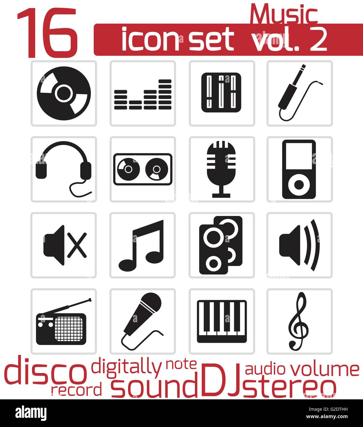 Vector black music icons set on white background Stock Vector Image ...