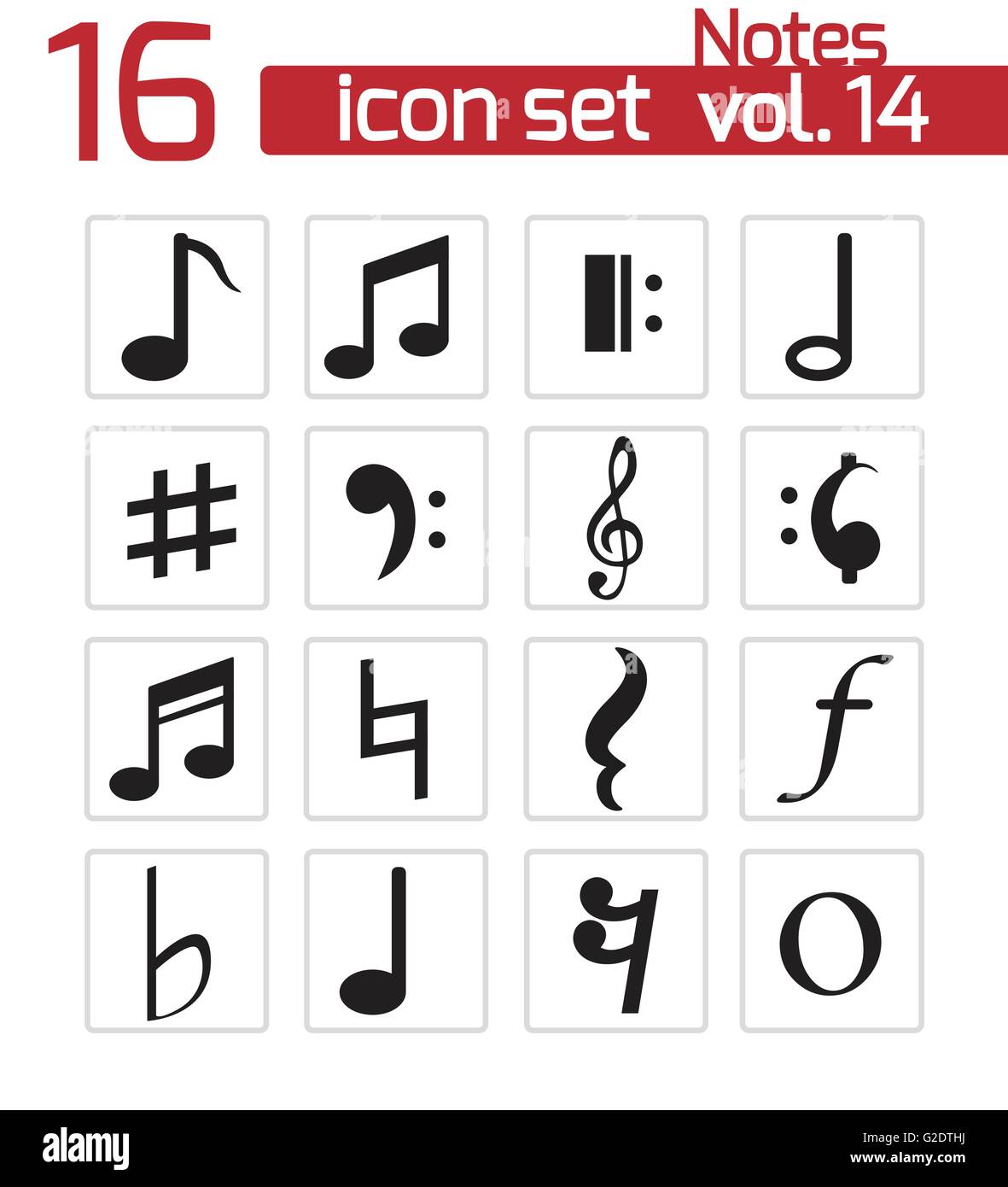 Vector black notes icon set on white background Stock Vector Image ...