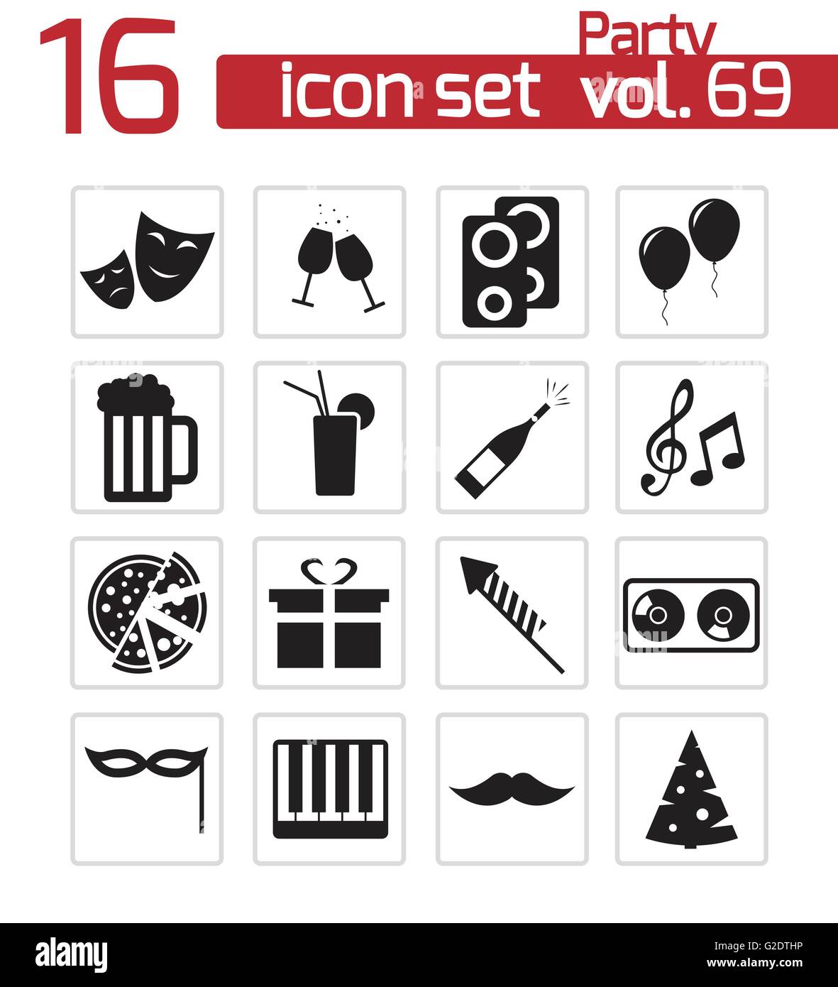 Vector black party icons set on white background Stock Vector Image ...