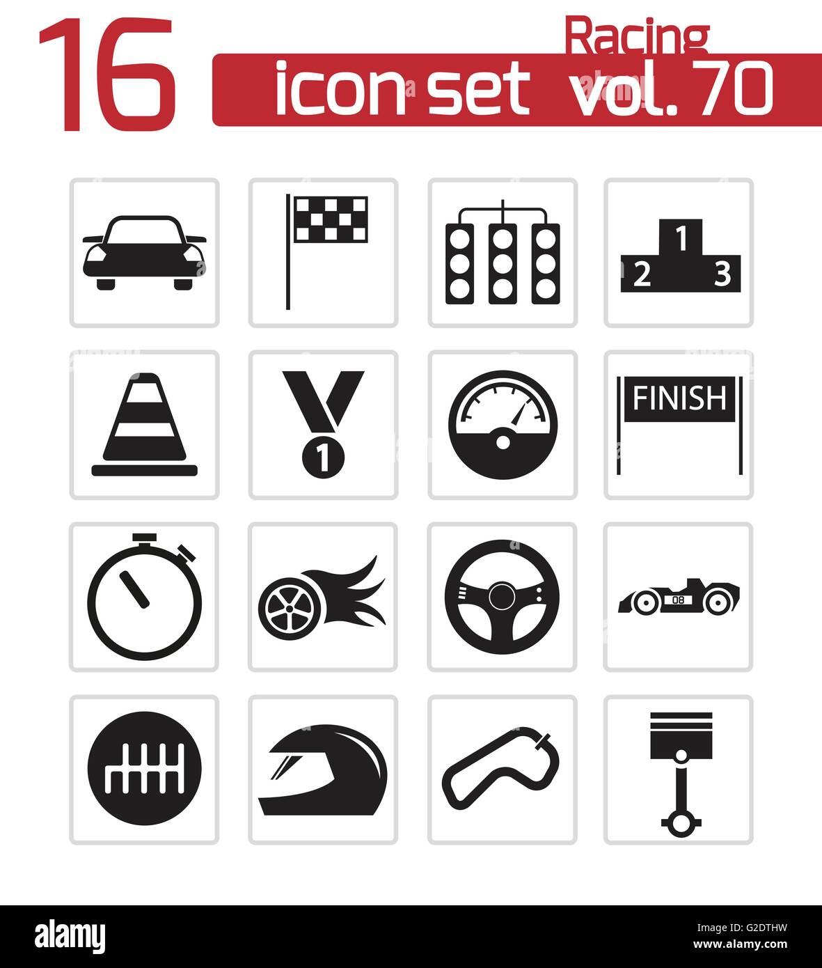 Vector black racing icons set on white background Stock Vector Image ...