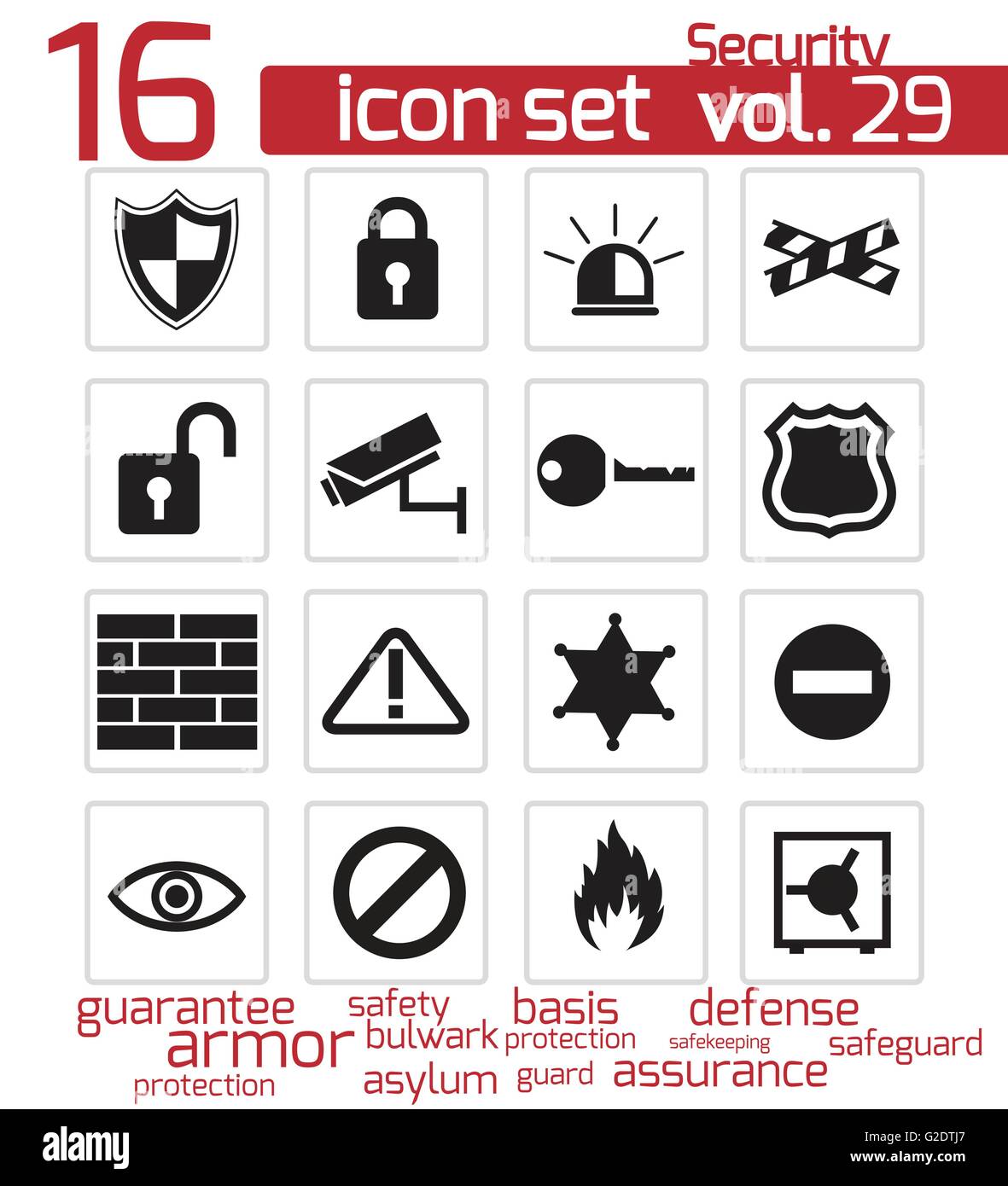 Vector black security icons set on white background Stock Vector Image ...