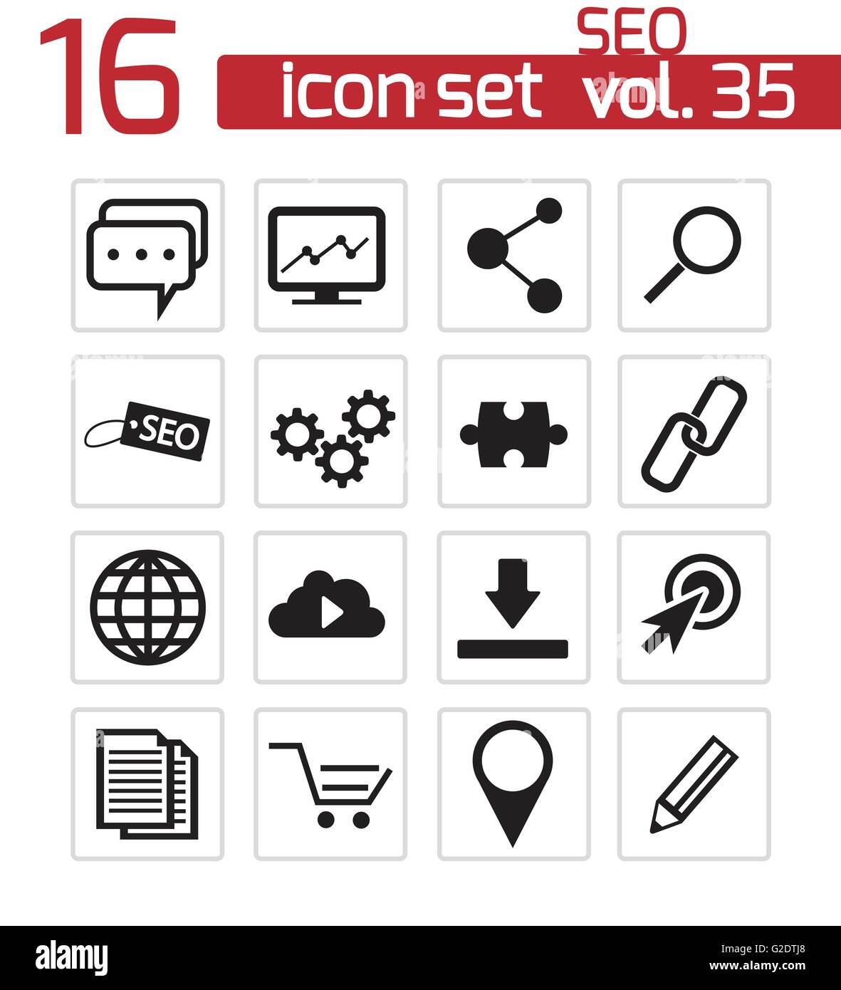 Vector black seo icons set on white background Stock Vector Image & Art ...
