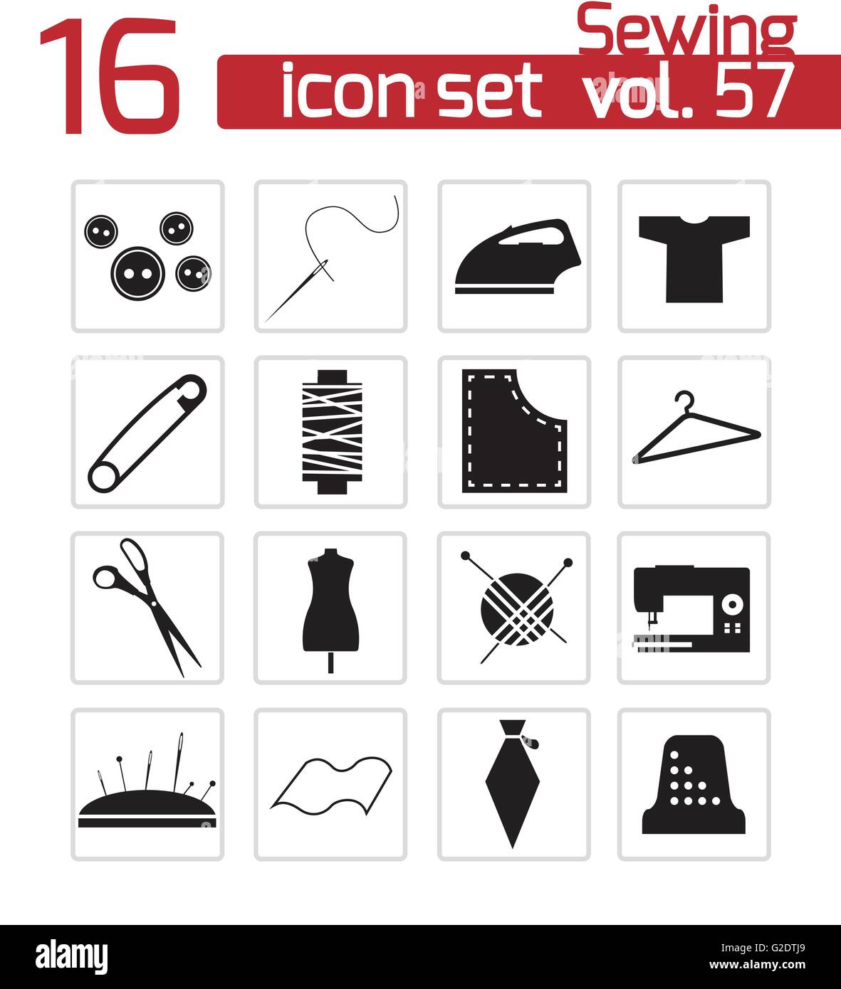 Vector black sewing icons set on white background Stock Vector Image ...