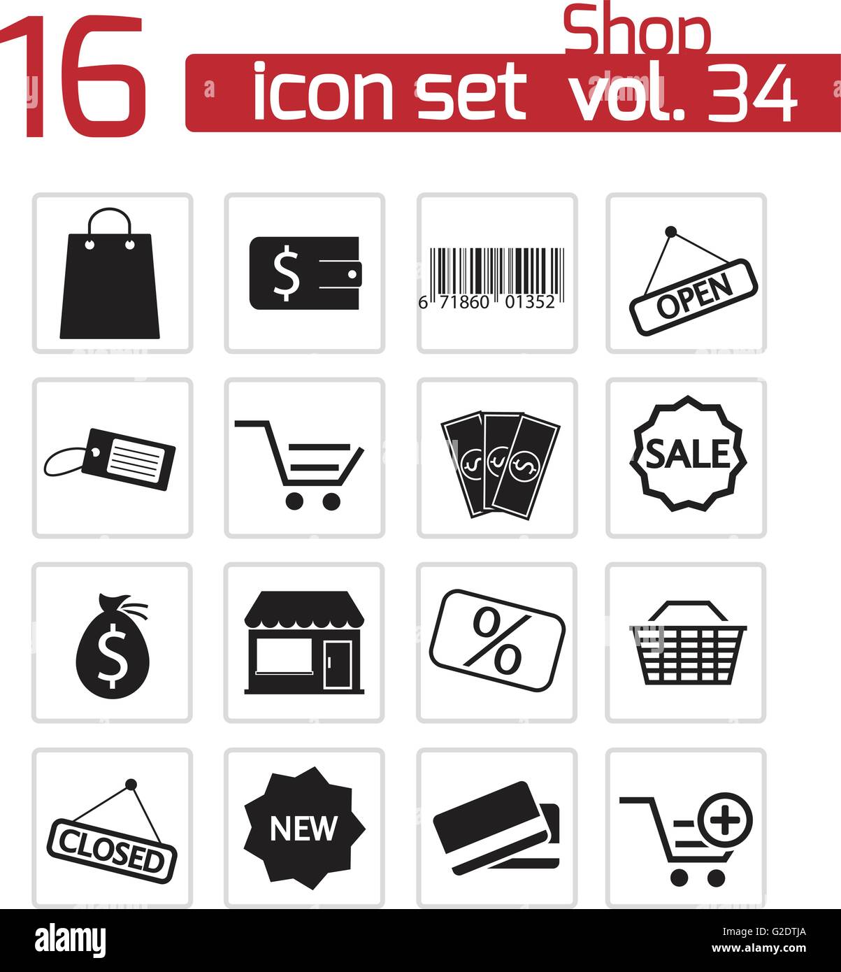 Vector black shop icons set on white background Stock Vector Image ...