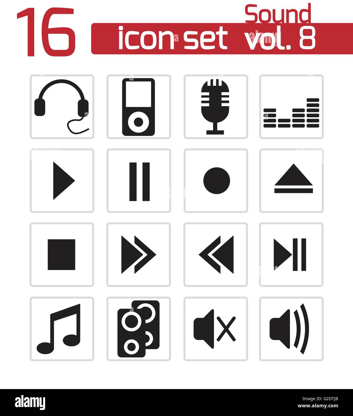 Vector black Sound icons set on white background Stock Vector Image ...