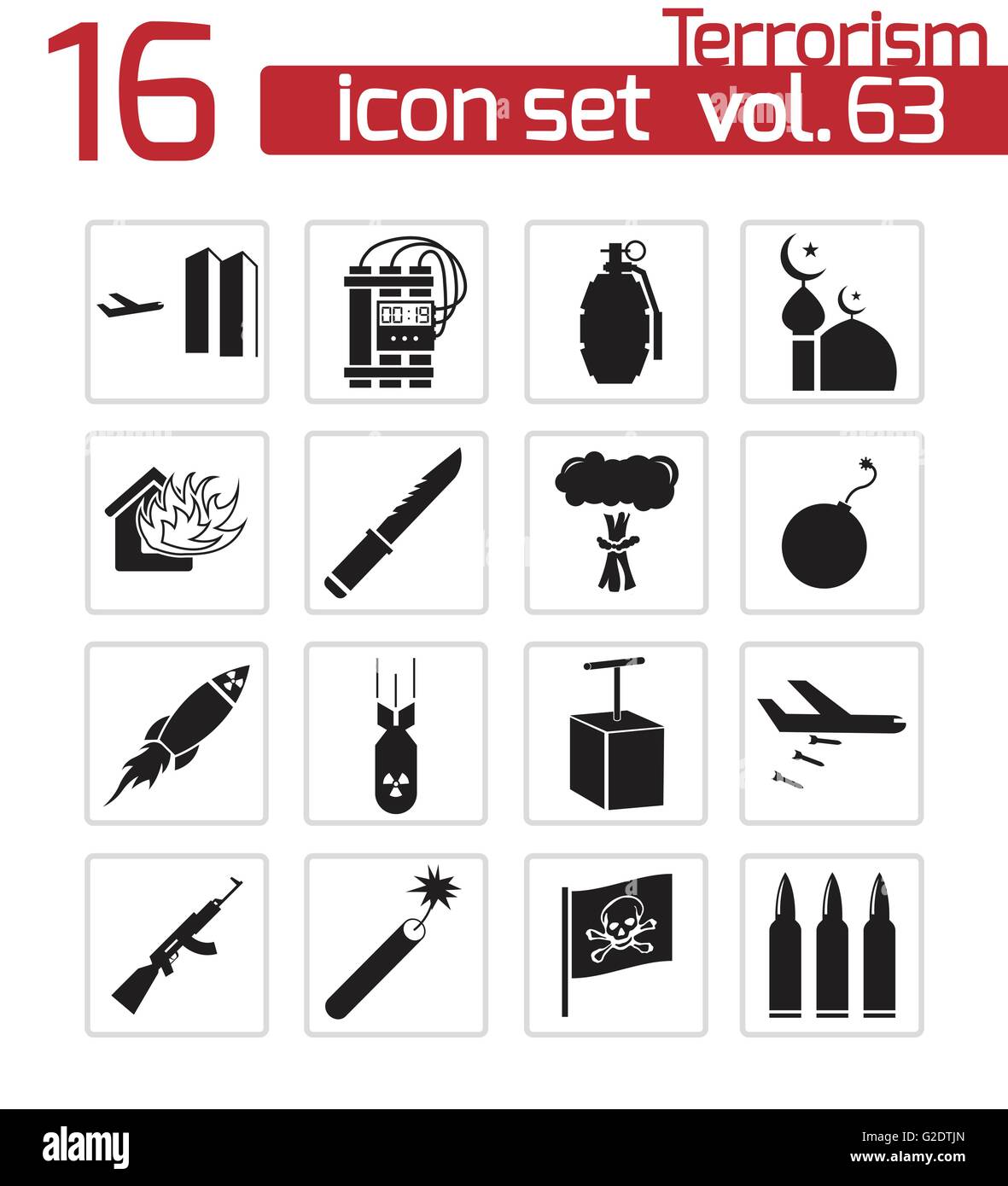 Vector black terrorism icons set on white background Stock Vector Image ...