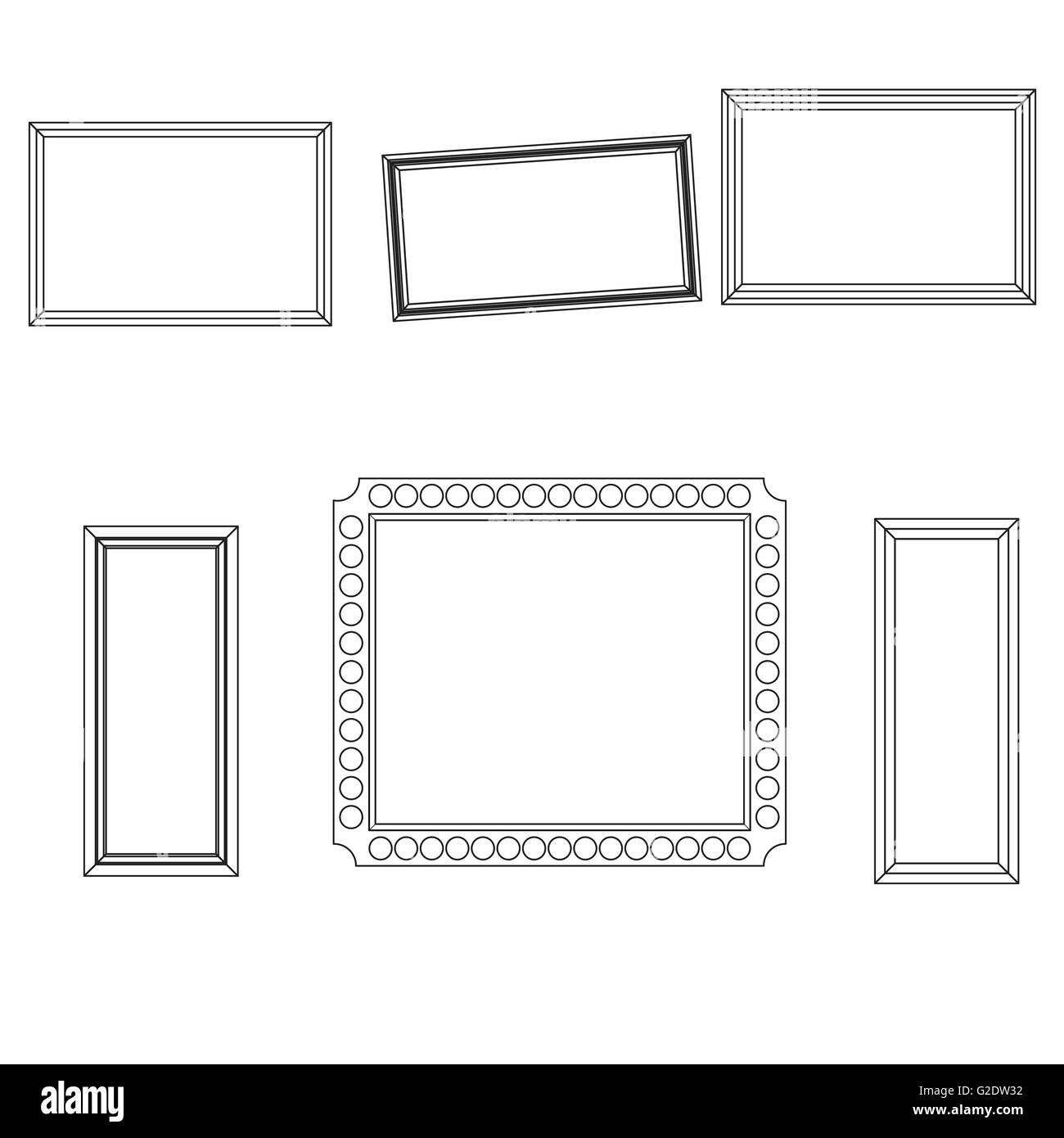 Linear frame set fo picture photo design. Frame line border and frame ...