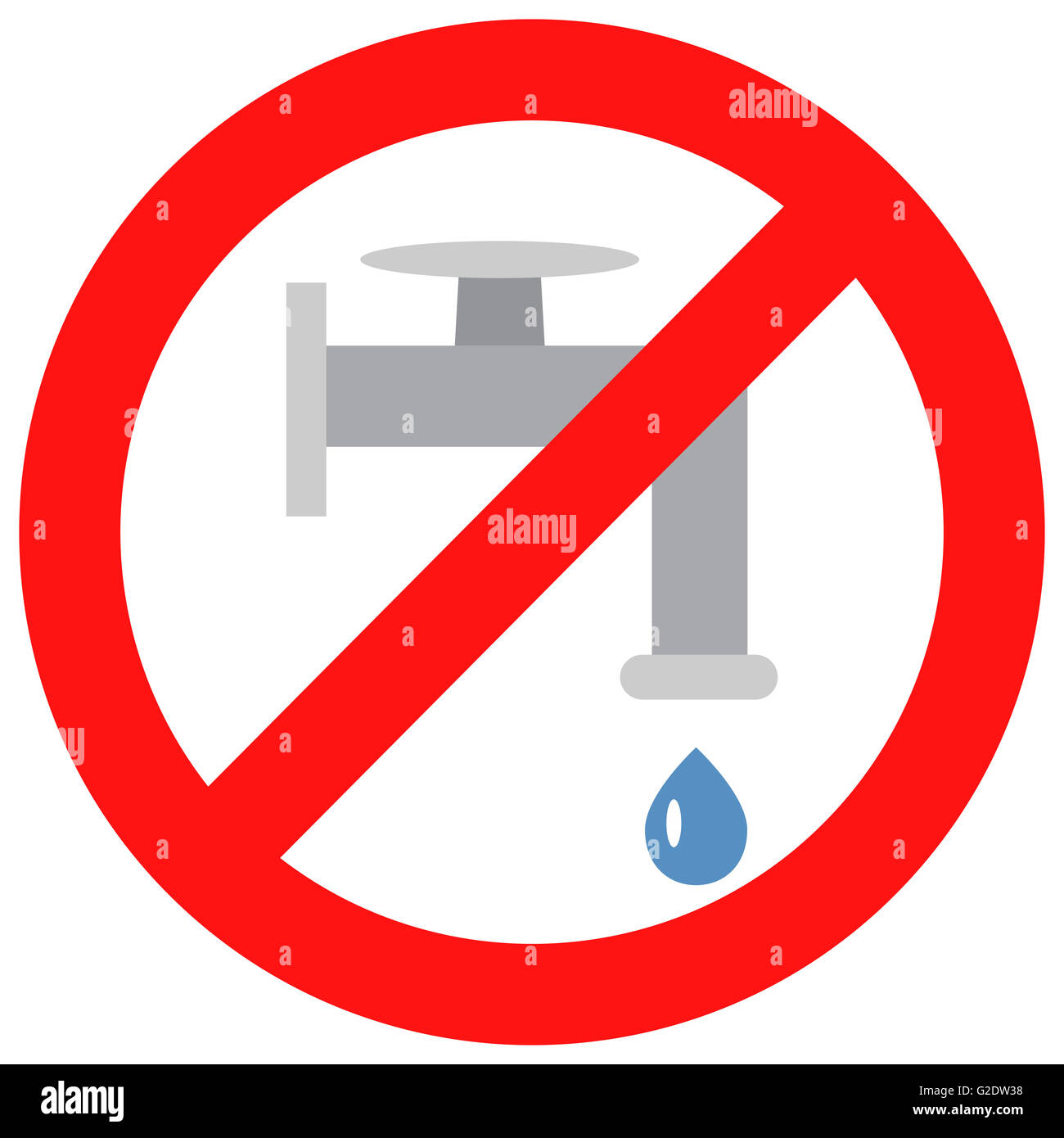 Sign close valve with water. Water pipe faucet, drop and ban flow ...