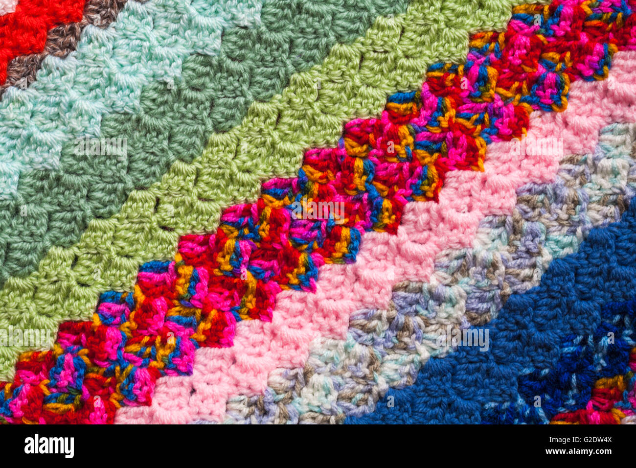 detail of colourful crocheted blanket - crochet blanket detail close up ...