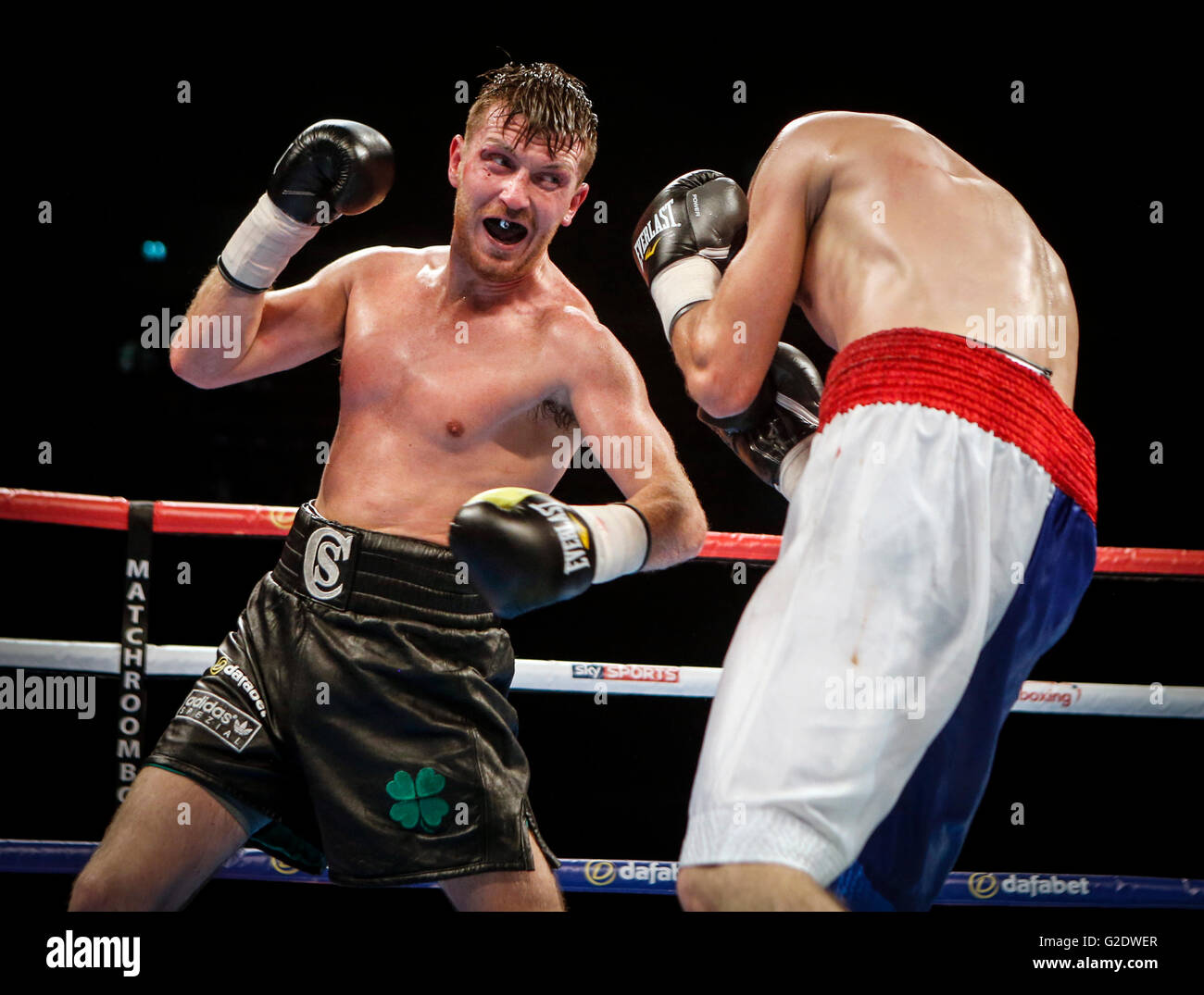 Scott Cardle (left) and Ivan Njegac during their Lightweight contest at ...
