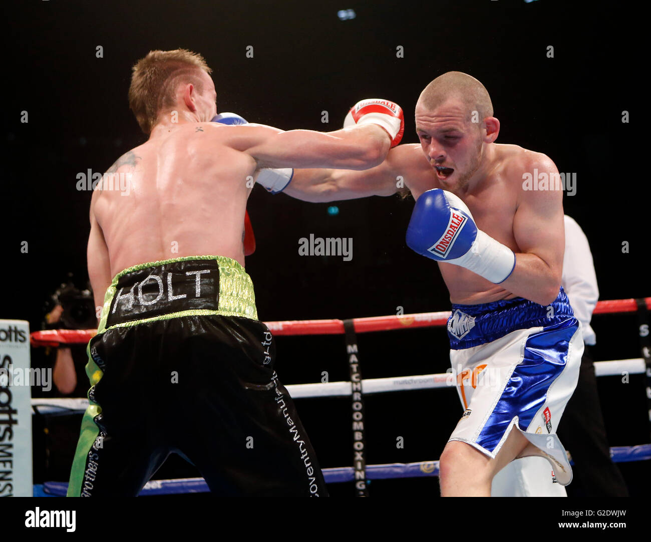 Joe Ham (right) and Paul Holt during their Super-Bantamweight contest ...