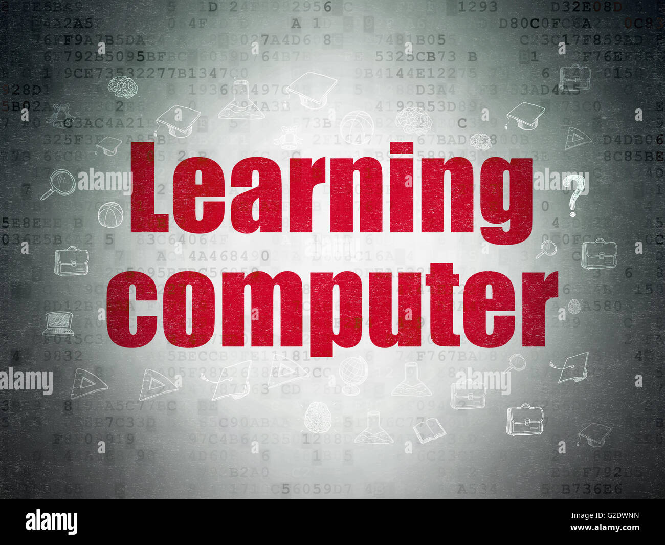 Education concept: Learning Computer on Digital Data Paper background ...