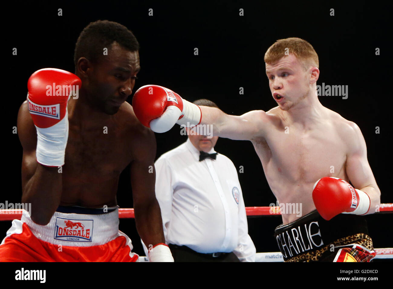 Charlie Flynn (right) and Abdon Cesar during the Lightweight contest at ...