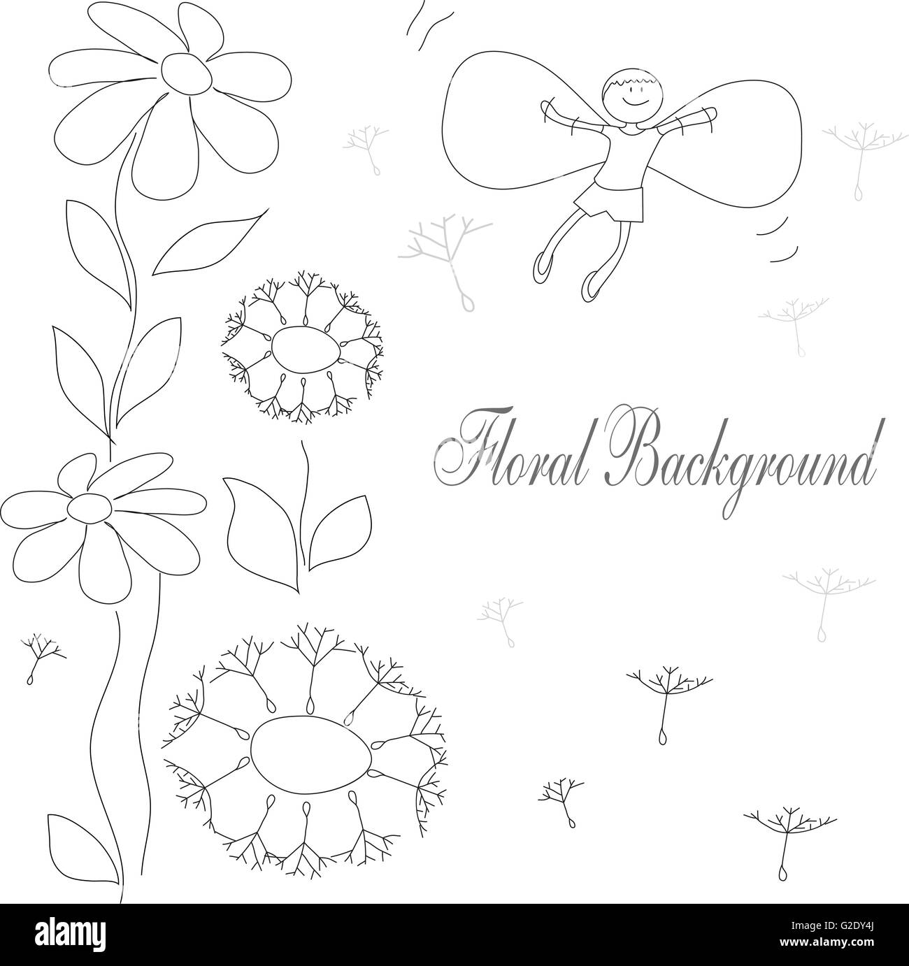 Drawing flowers flying baby hi-res stock photography and images - Alamy