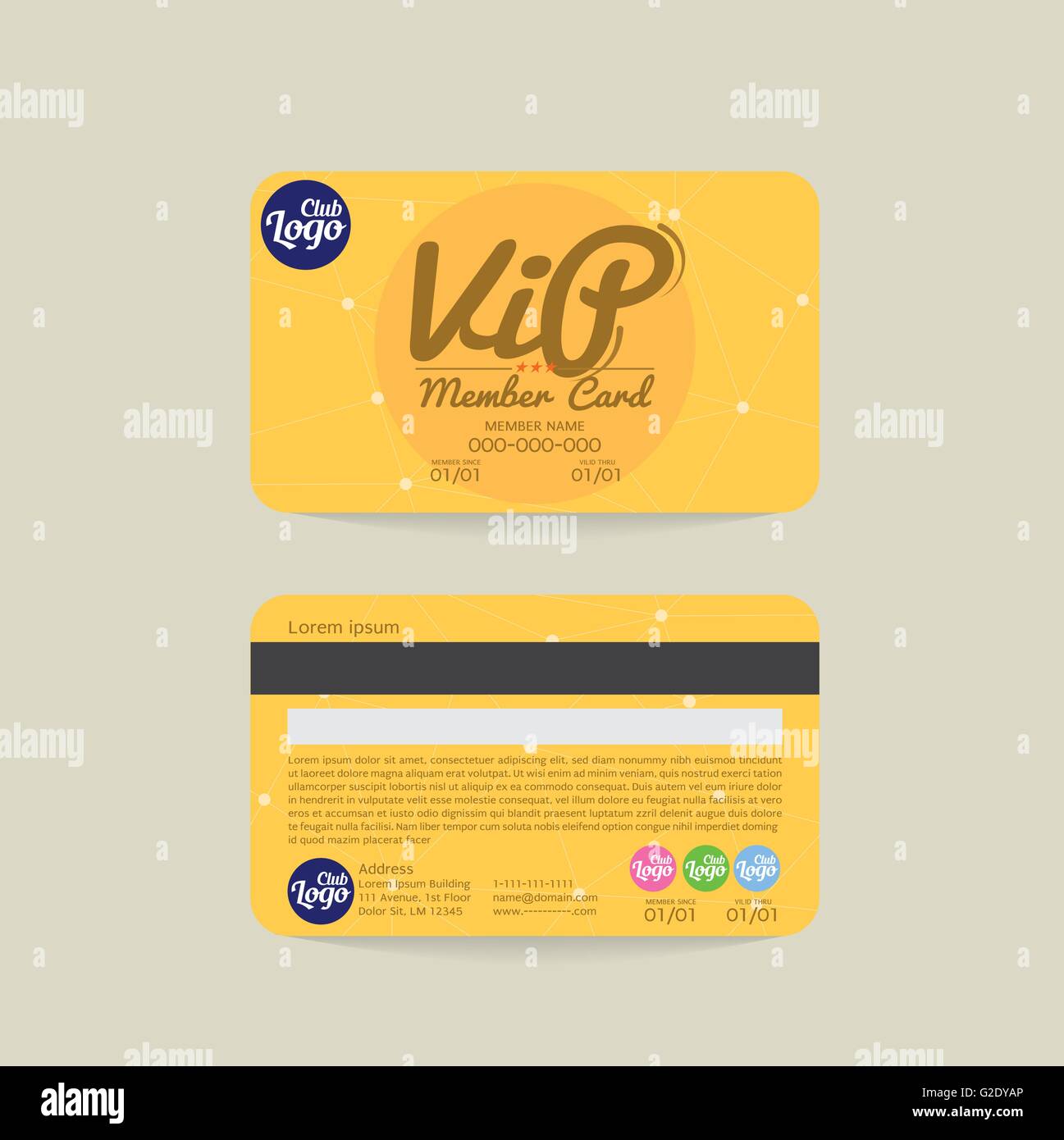 Front And Back VIP Member Card Template Vector Illustration Stock ...