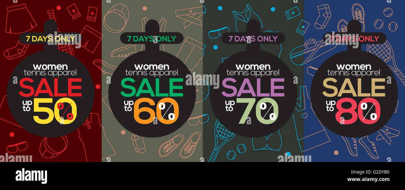 Women Tennis Apparel Super Sale 6250x2500 Pixel Vector Illustration ...