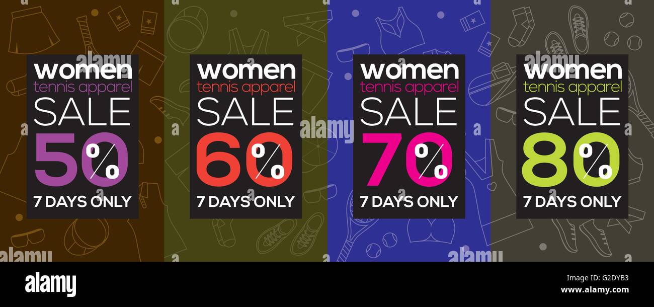 Women Tennis Apparel Super Sale 6250x2500 Pixel Vector Illustration ...