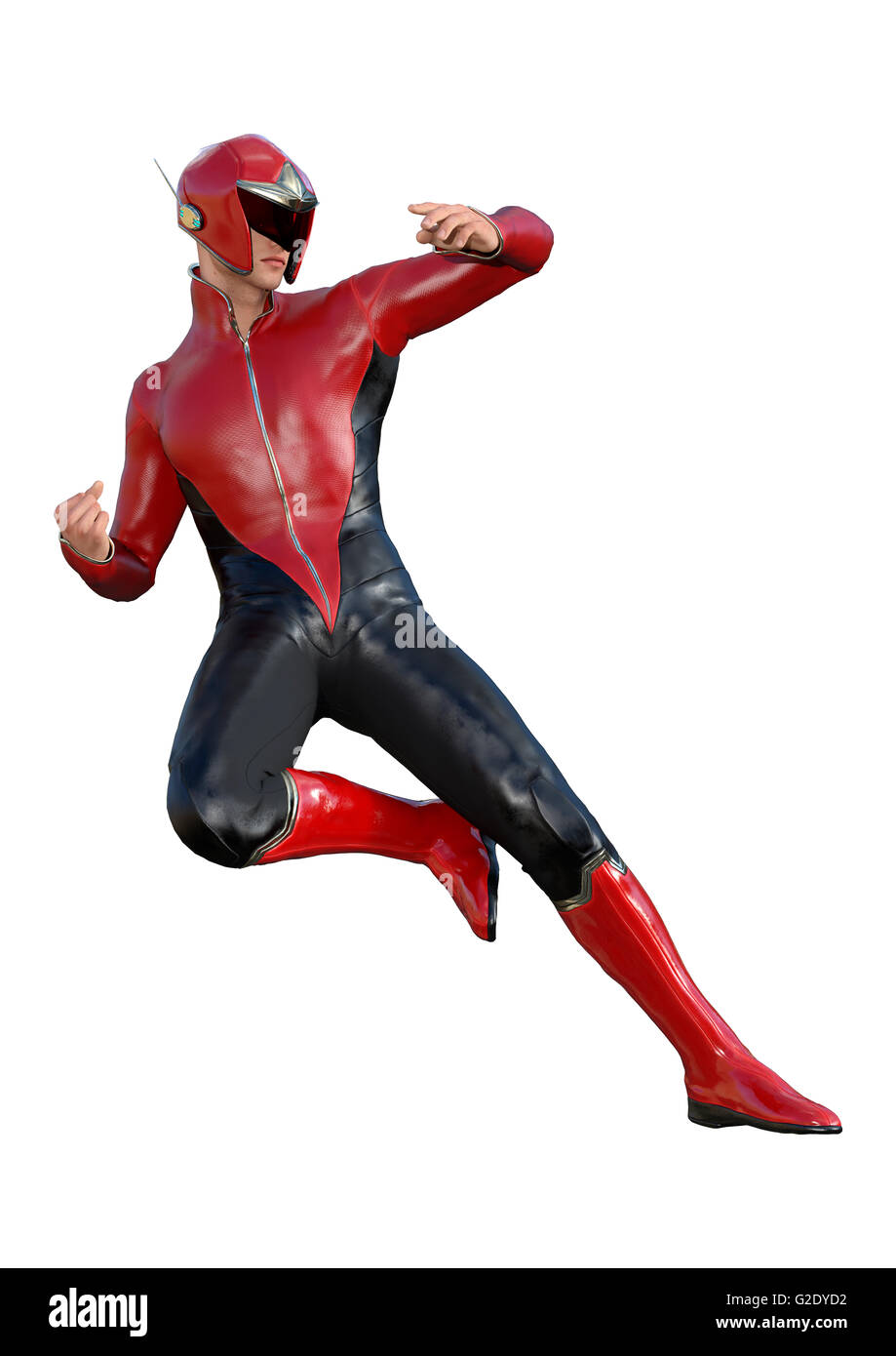3D digital render of a superhero isolated on white background Stock ...