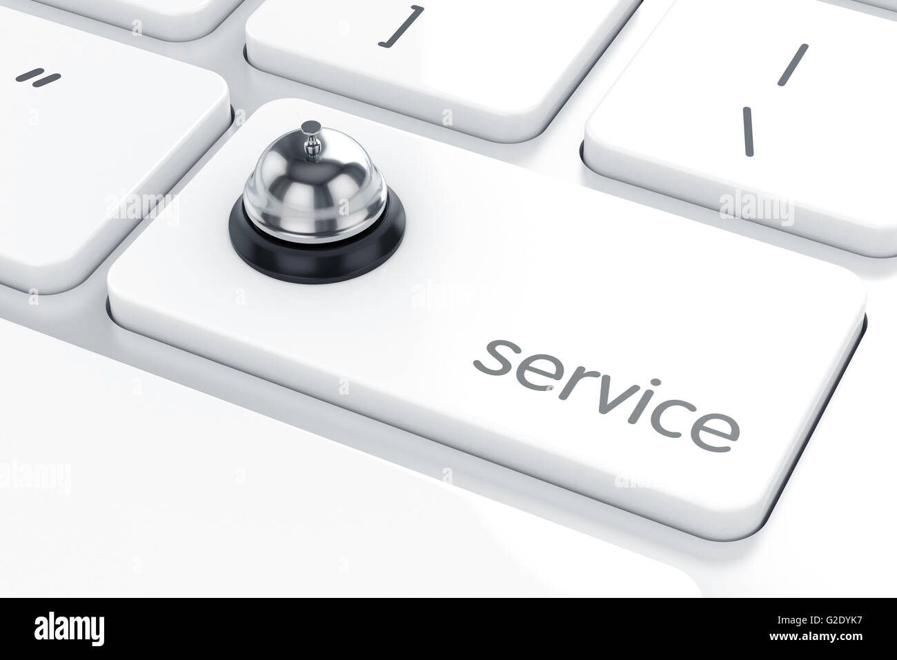 3d render of reception bell icon on white computer enter button ...