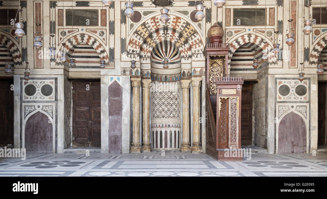 Interior Facade of Sultan Barquq Mosque, a historic mosque located in ...