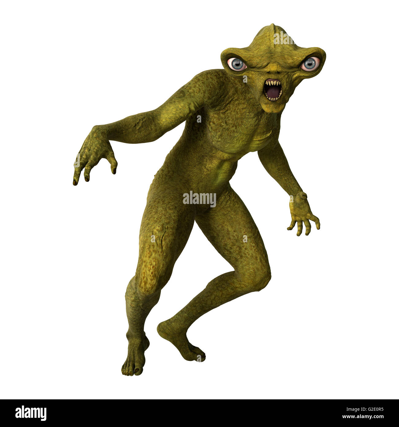 3D rendering of a green alien isolated on white background Stock Photo ...