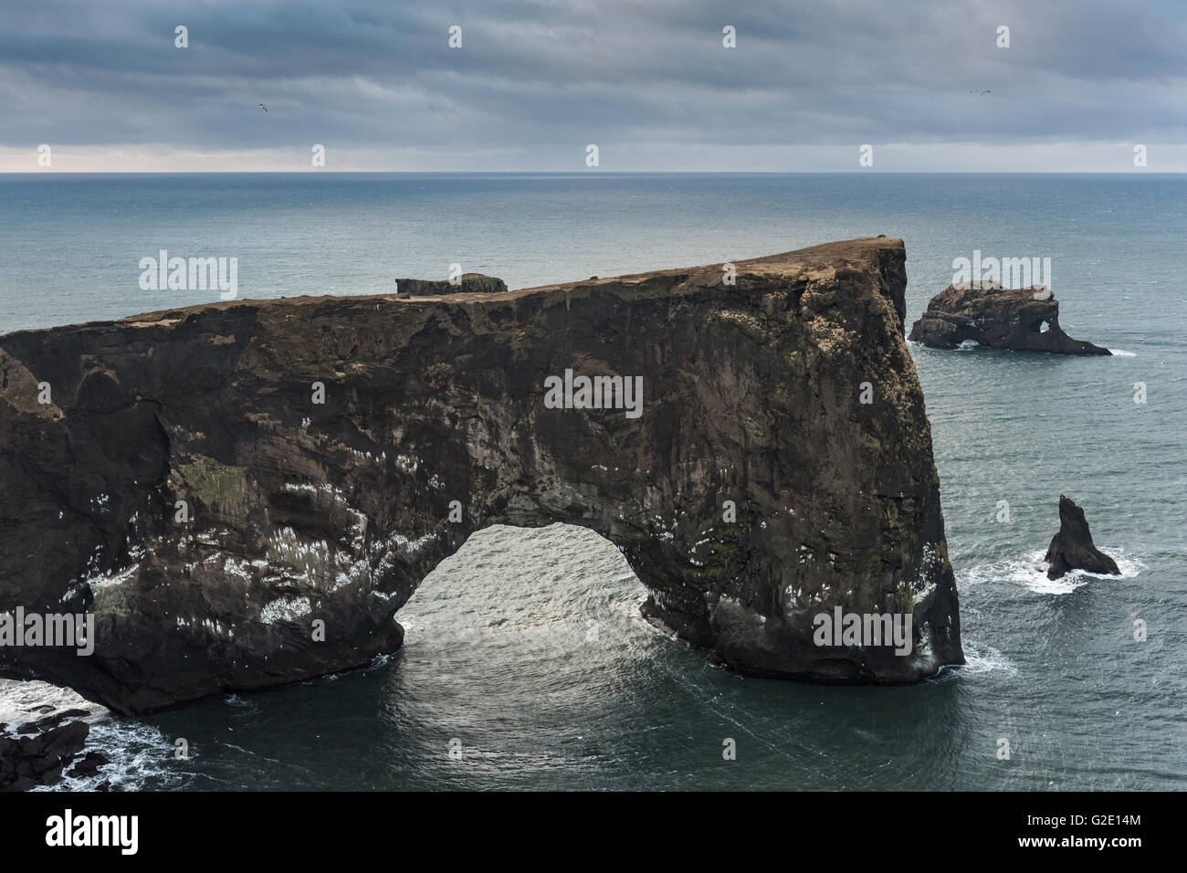 Natural arch, Cape Dyrholaey, South Coast near Vik, Iceland Stock Photo ...