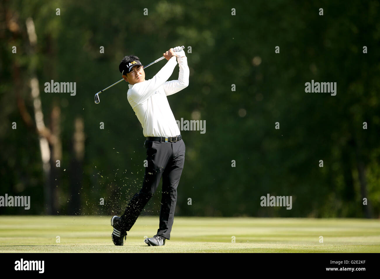 South Korea's Y.E. Yang in action on the 9th hole during day four of ...