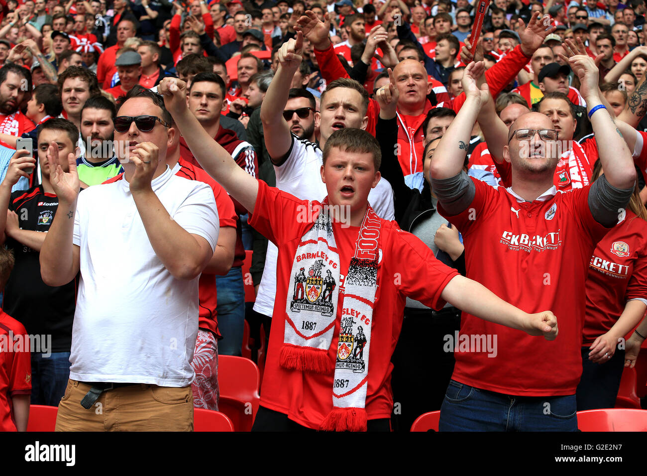 Barnsley fans show support for their team in the stands during the Sky ...