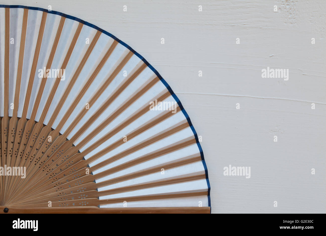 Typical Japanese hand fan made on the wooden white table Stock Photo ...