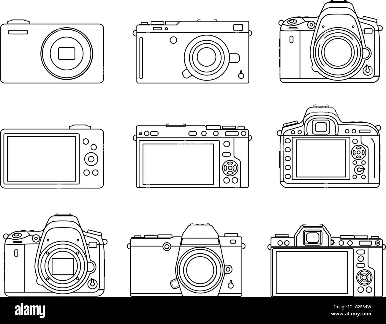 Different type camera icons Stock Vector Image & Art - Alamy