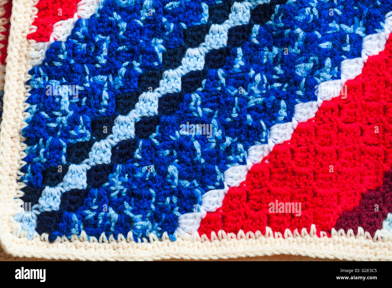 detail of colourful crocheted blanket - crochet blanket detail close up ...