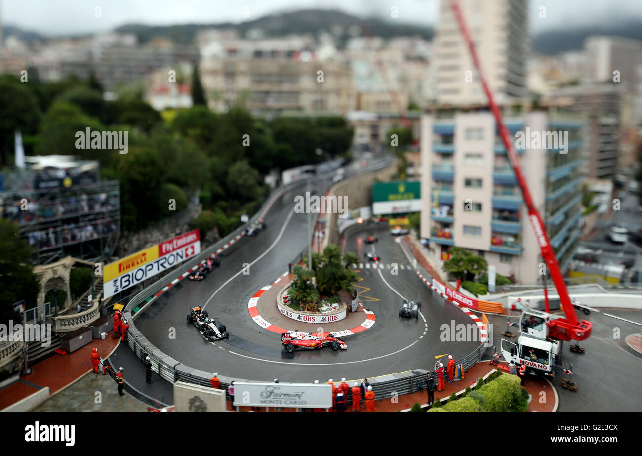 Opening laps in the 2016 Monaco Grand Prix at the Circuit de Monaco ...