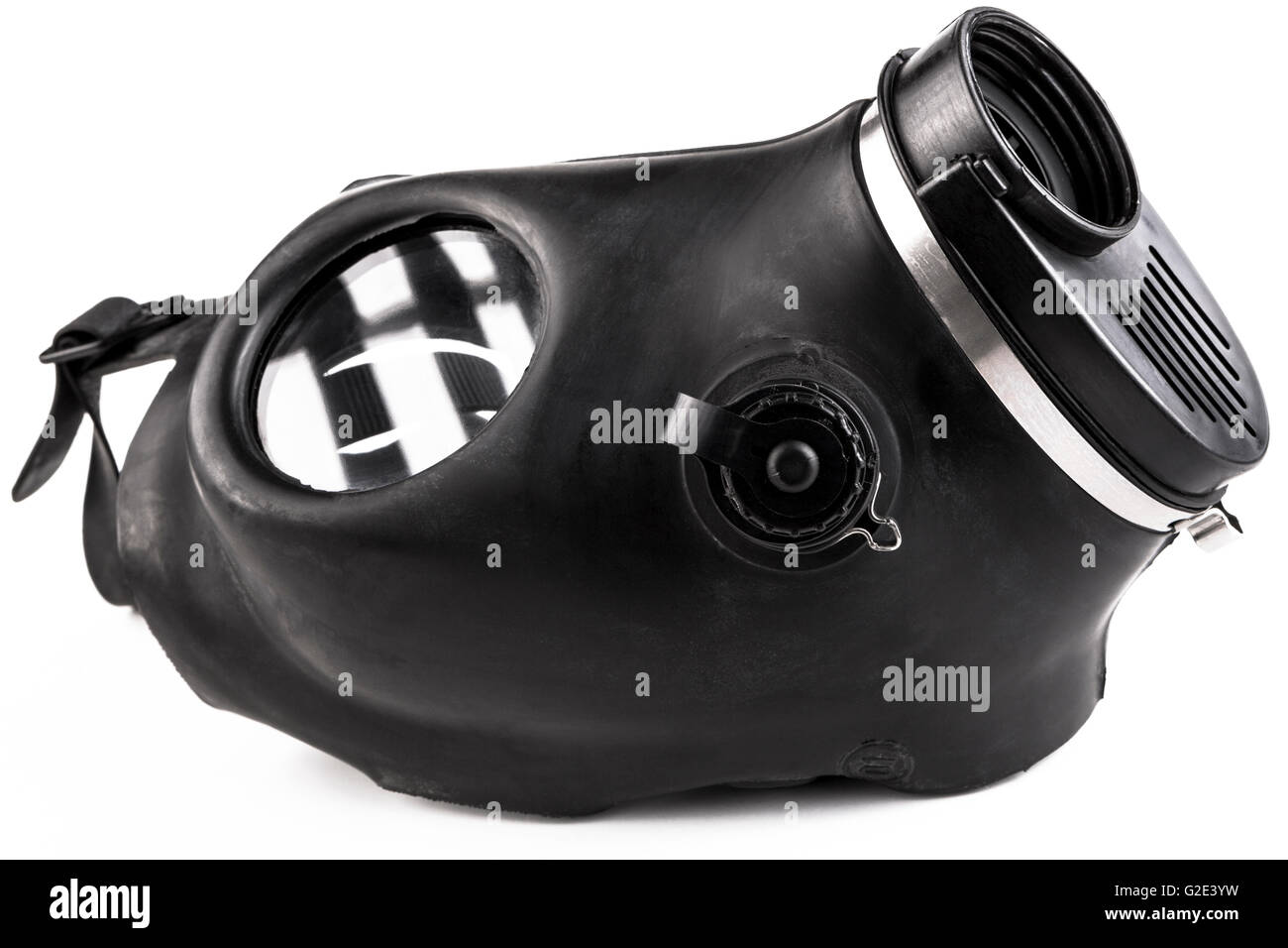 Black gas mask side view isolated on white background Stock Photo - Alamy