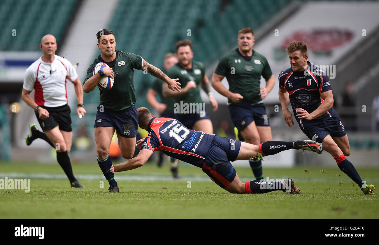 Staffordshire's Lee Brogan gets away from Hampshire's Alex Sutherland ...
