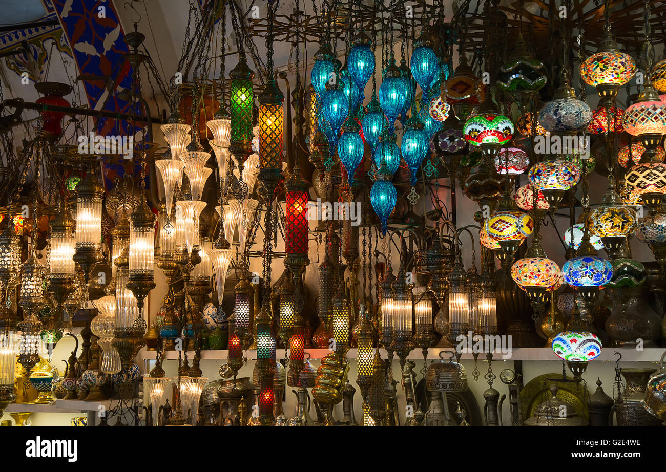 Traditional turkish lamps on the market Stock Photo - Alamy