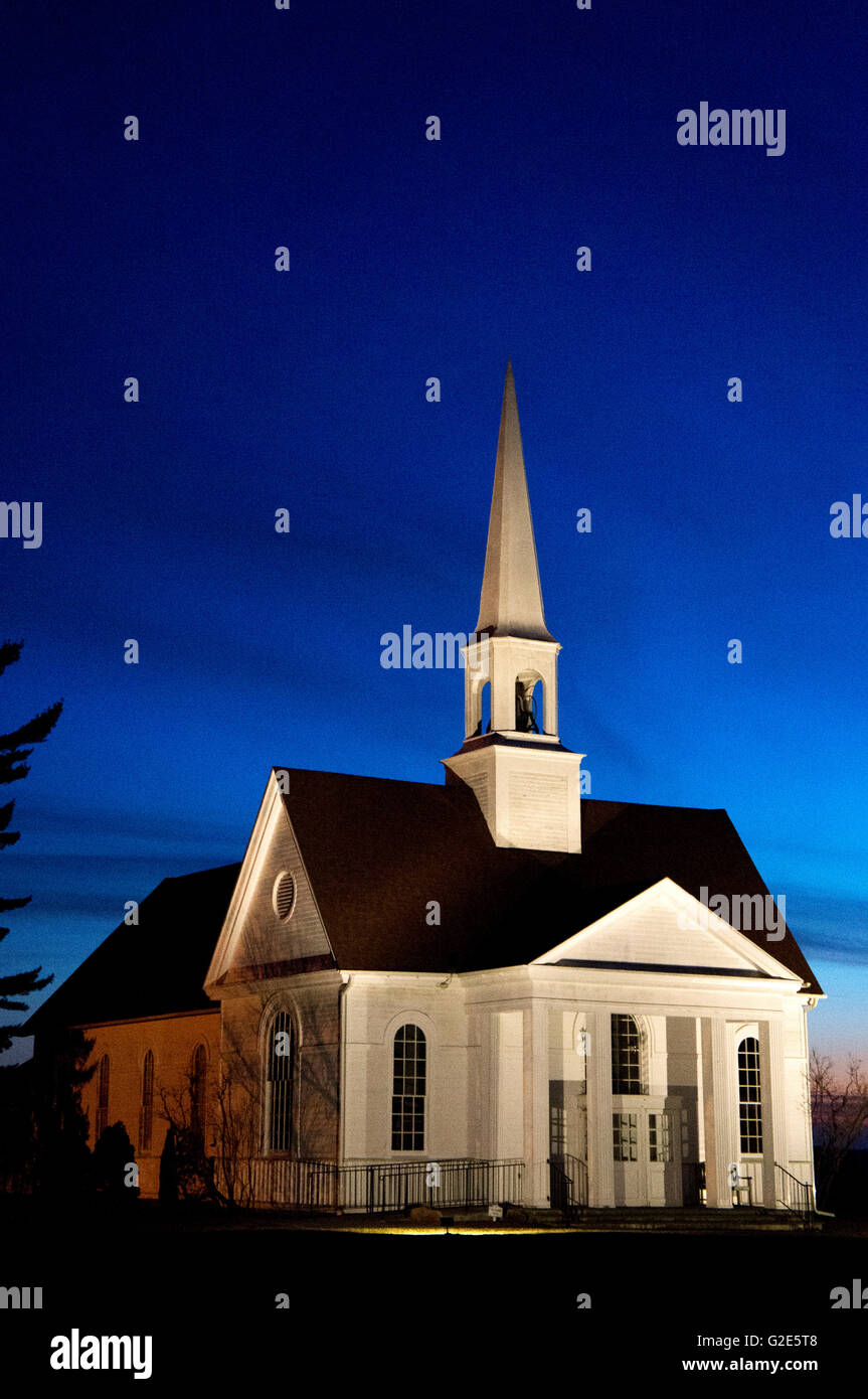 Illuminated Church at Night Stock Photo - Alamy