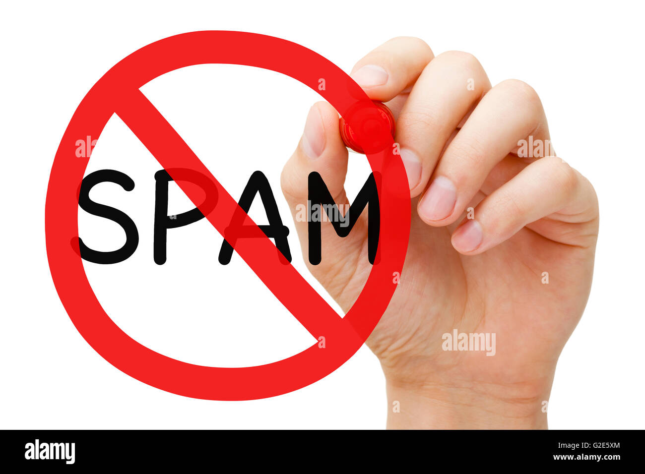 Hand drawing Spam prohibition sign concept with marker on transparent ...