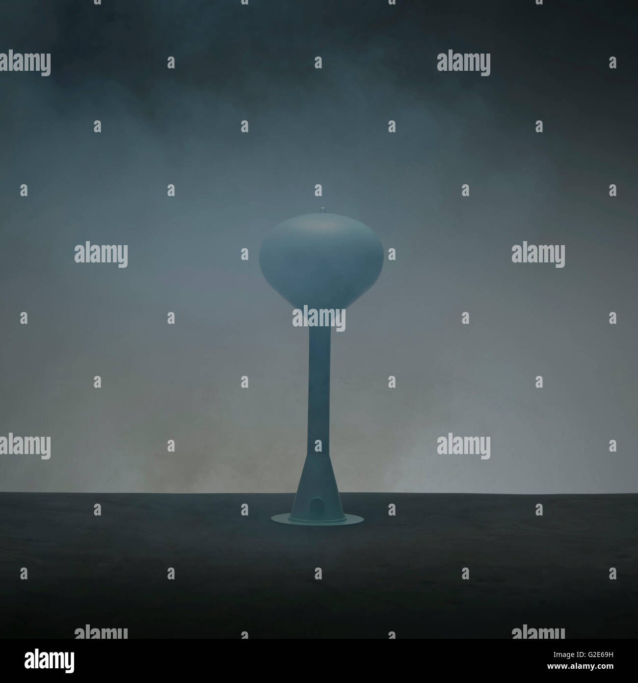 Water Tower in Fog Stock Photo - Alamy