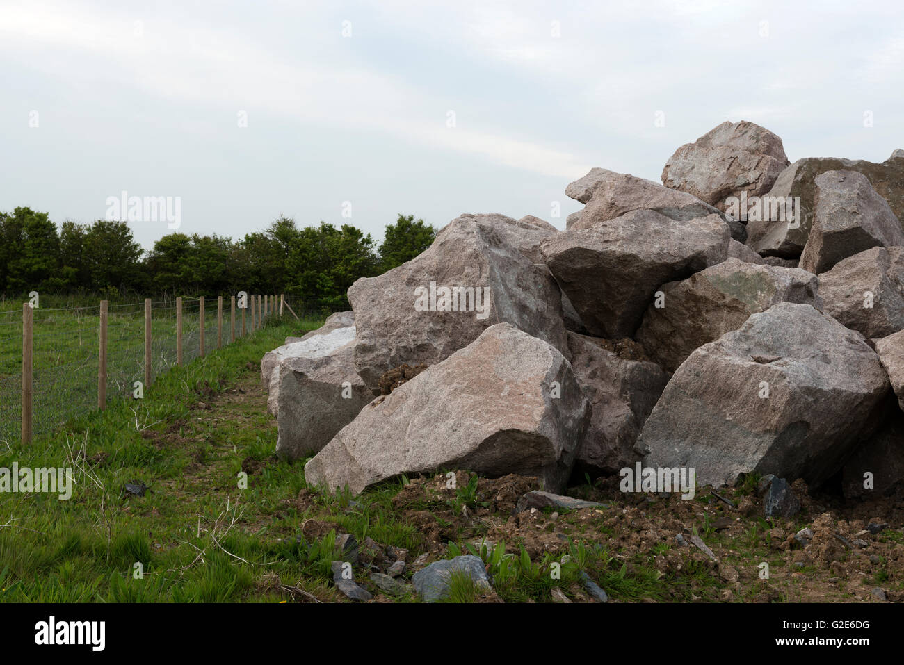 Rock armour stock pile for future coastal defence work, Bawdsey ...