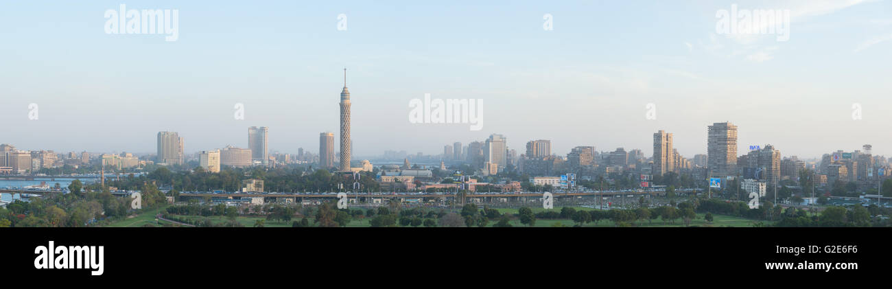 Cairo, Egypt - May 22, 2016: Wide panoramic view of central Cairo ...