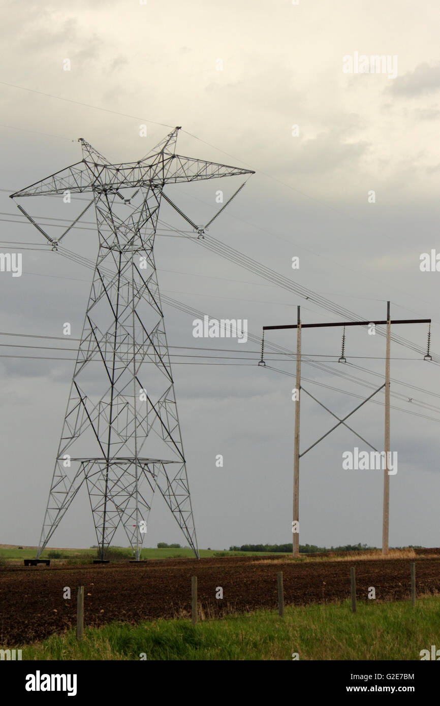 Power lines on poles pole hi-res stock photography and images - Alamy