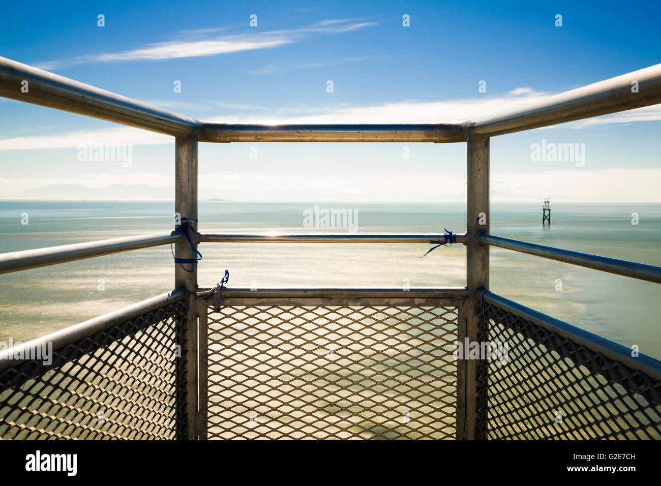 Metal Railing With View of Ocean Stock Photo - Alamy
