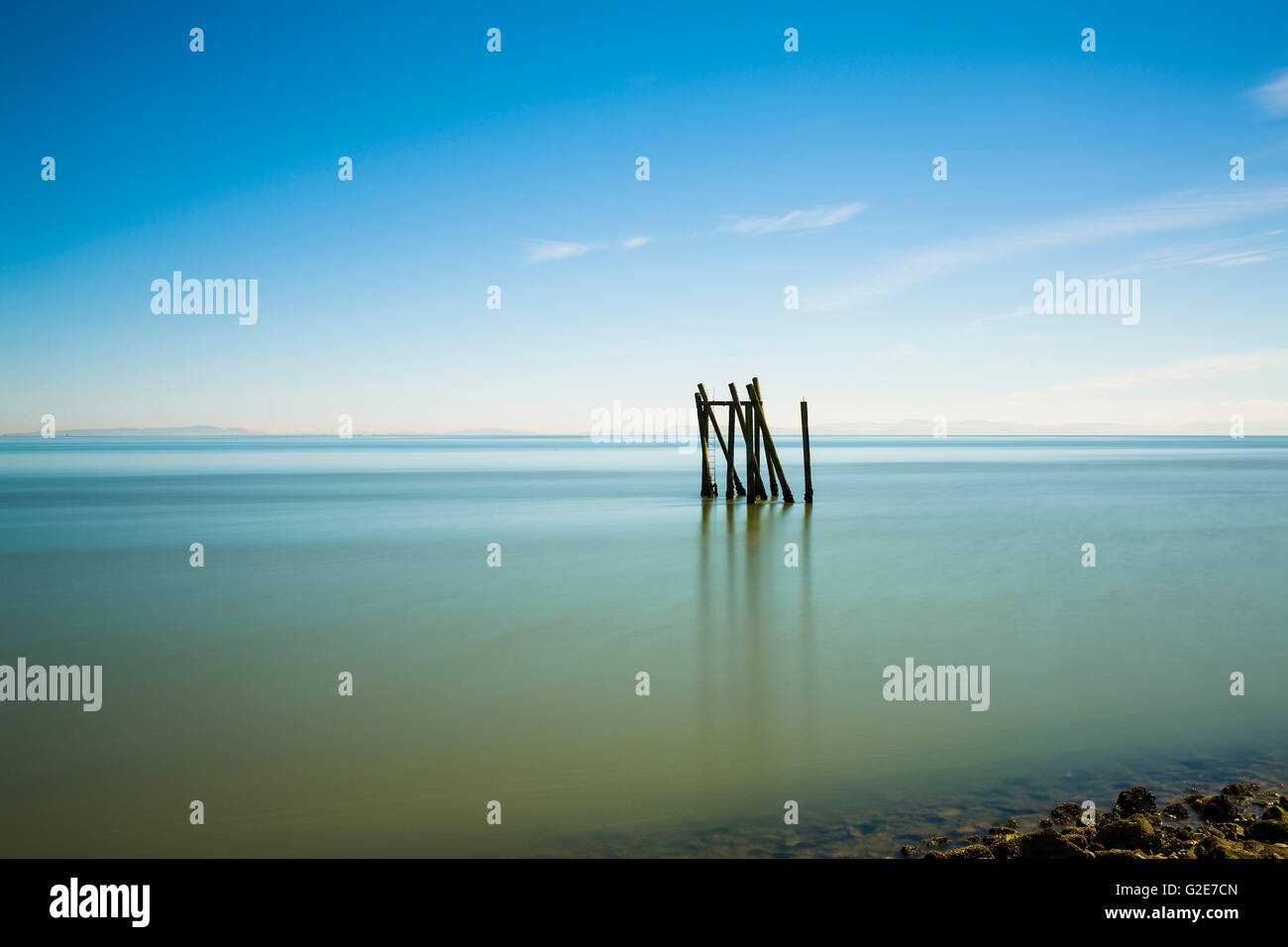 Seascape With Old Dock Stock Photo - Alamy