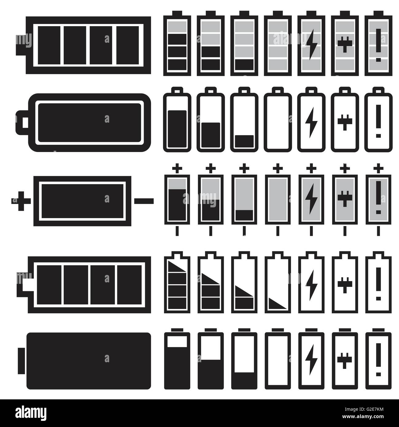 Vector black battery icons set on white background Stock Vector Image ...